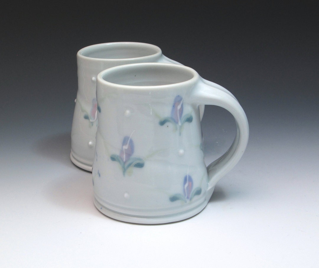 Beautiful Susan Z Vey Porcelain Mugs, Hand-thrown Studio Pottery Mugs(d ...