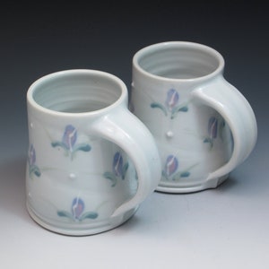 Beautiful Susan Z Vey Porcelain Mugs, Hand-thrown Studio Pottery Mugs(d ...