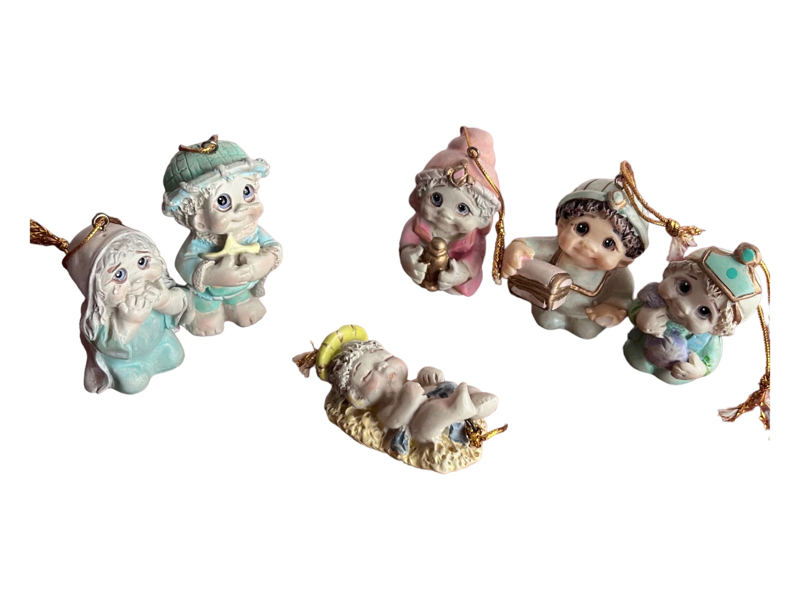 Vintage 2001 Giftco Dreamsicles Polystone 6 Pc. Mini Nativity Ornament ...