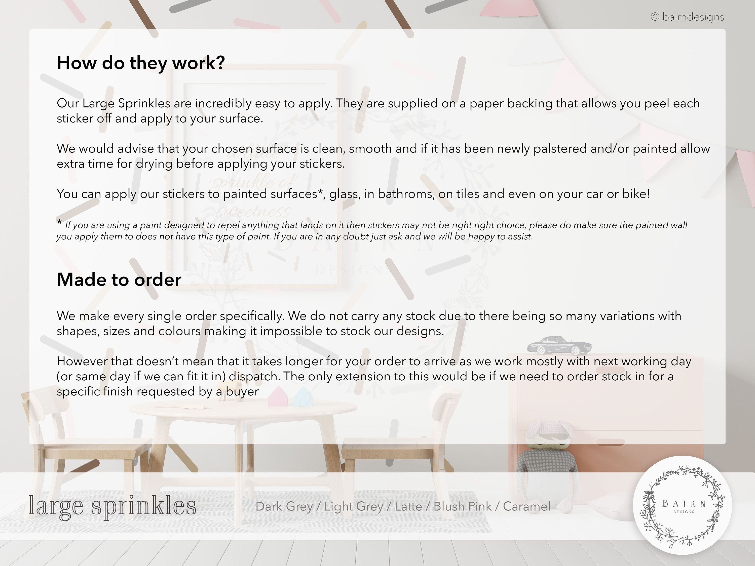 Large Sprinkle Wall Sticker Decals Choose Your Colours - Etsy