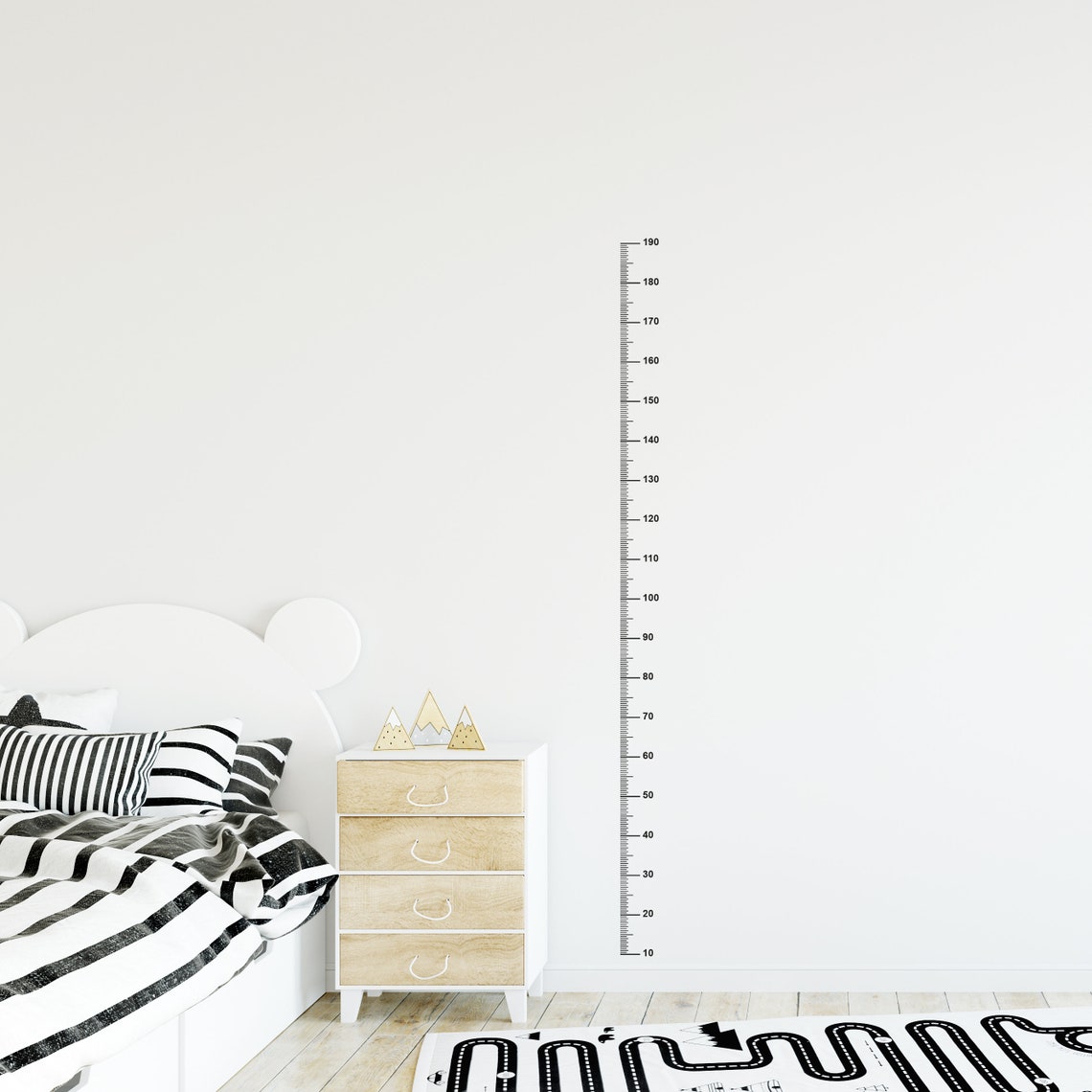 Wall Sticker HEIGHT CHART 190cm Matt Black Kids Childrens Measurement ...