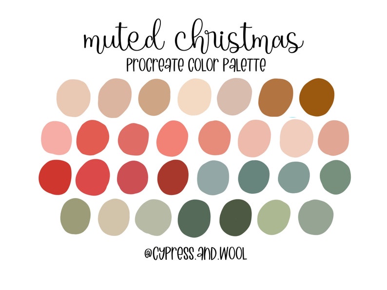 Muted Christmas Procreate Palette Procreate Color Palette Procreate