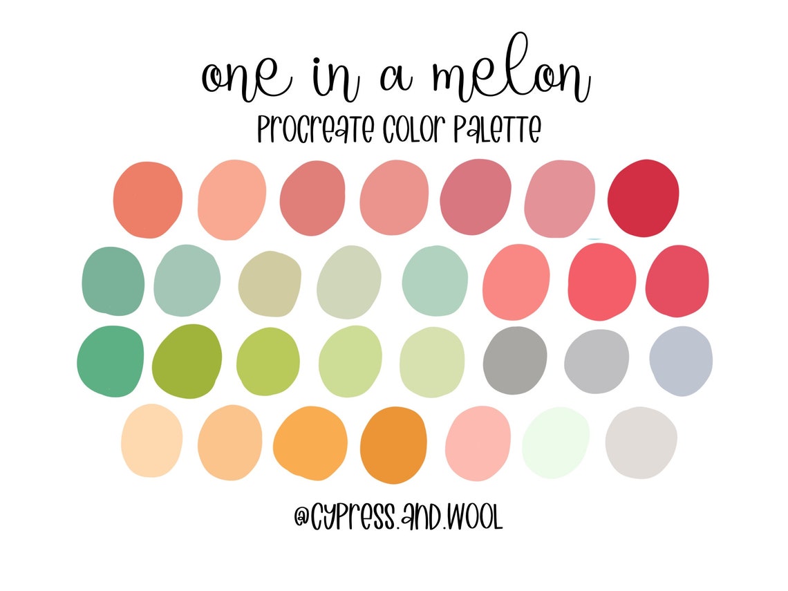 One in a Melon Procreate Color Palette Color Swatches Ipad - Etsy UK