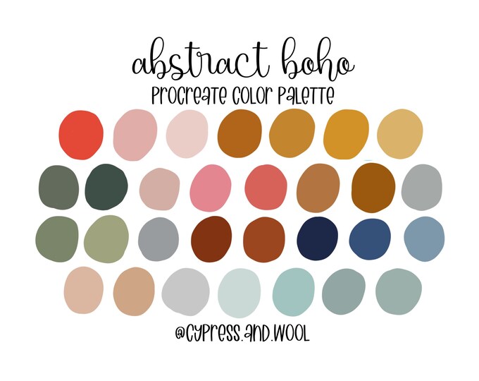 Abstract Boho Procreate Color Palette Color Swatches iPad - Etsy Australia