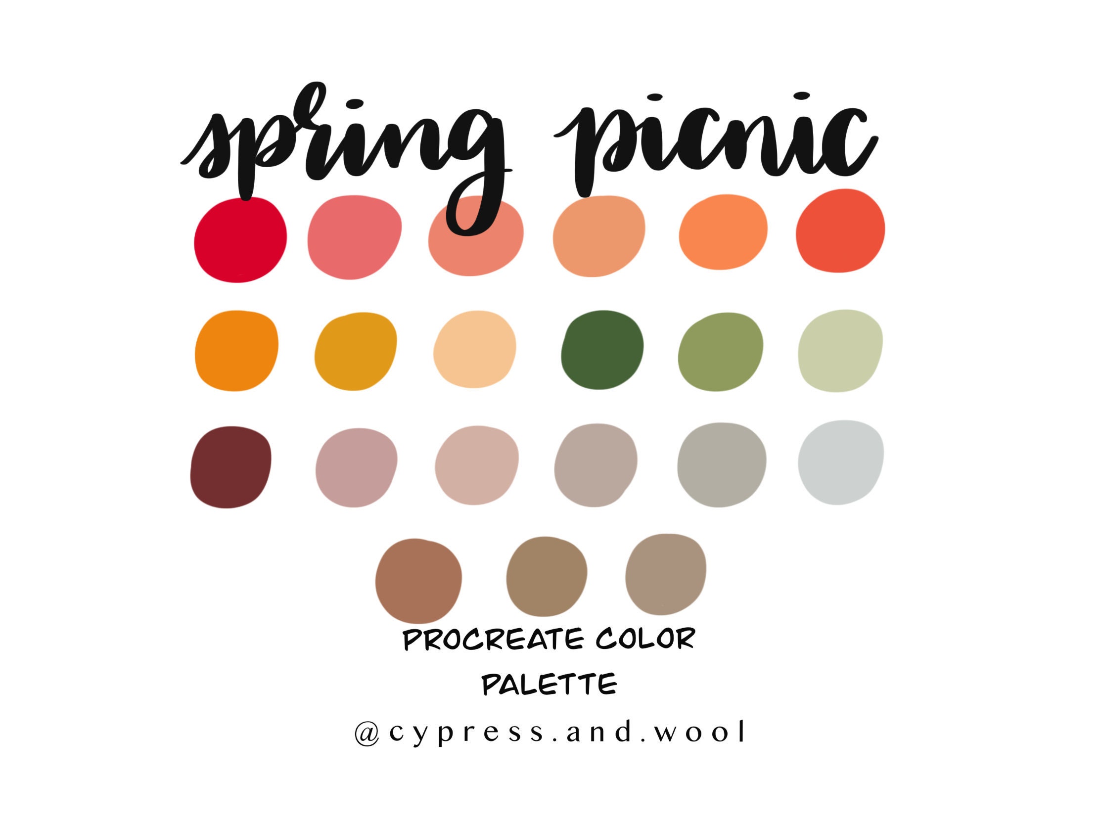 Spring Picnic color palette procreate palette procreate | Etsy