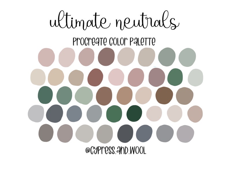 Ultimate Neutrals Procreate Color Palette Color Swatches Etsy