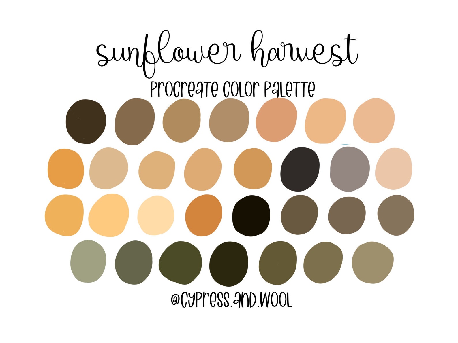 Sunflower Harvest Fall Procreate Color Palette Color - Etsy