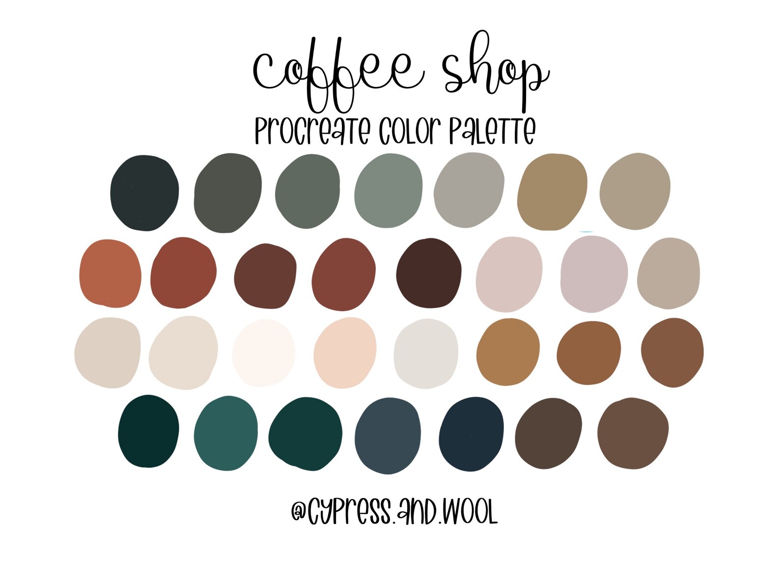 Coffee Shop Procreate Color Palette Color Swatches Ipad - Etsy