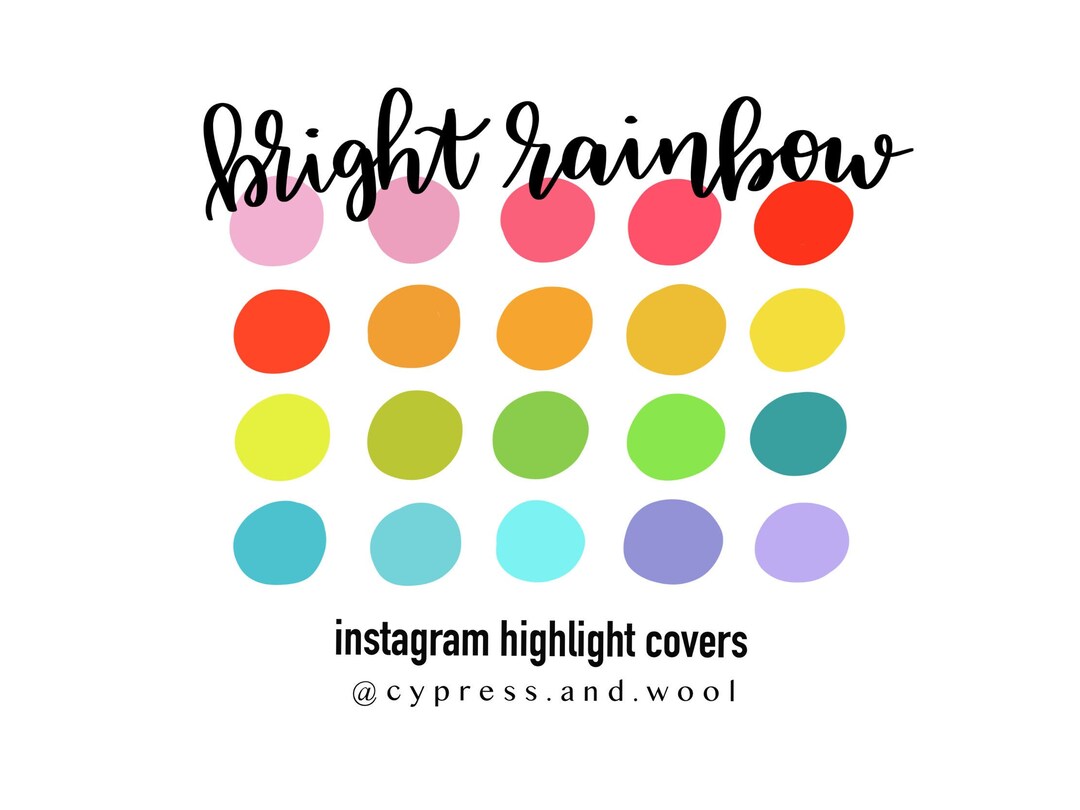 Instagram Highlight Cover Bright Rainbow Instagram - Etsy