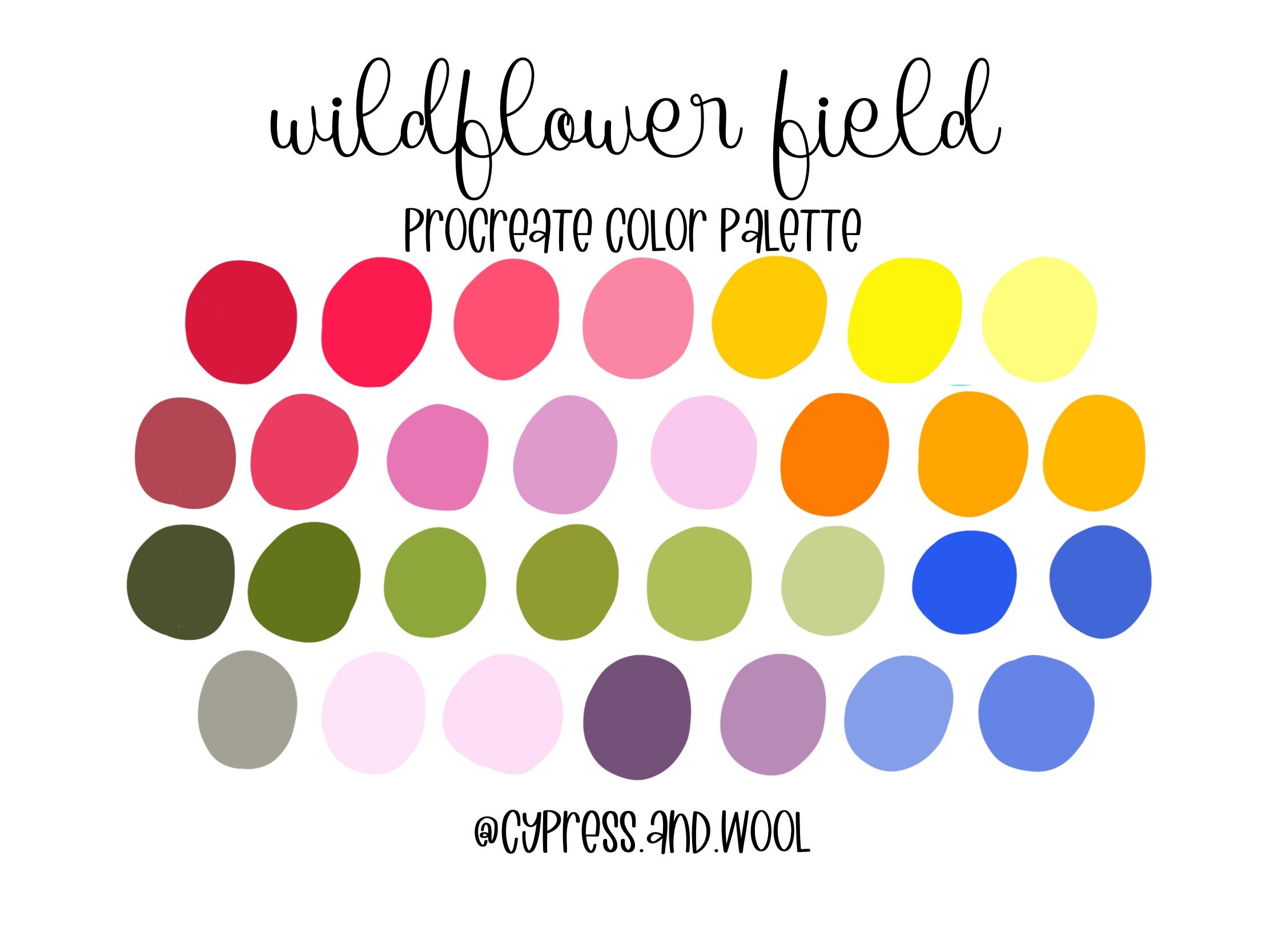 Wildflower Procreate Swatches Flower Field Procreate Color Palette ...