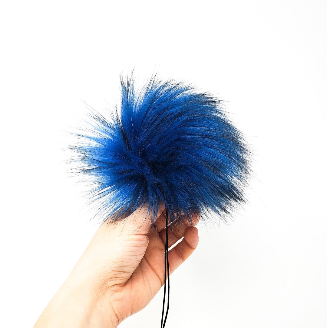 Faux Fur Pom Pom COBALT BLUE - Etsy