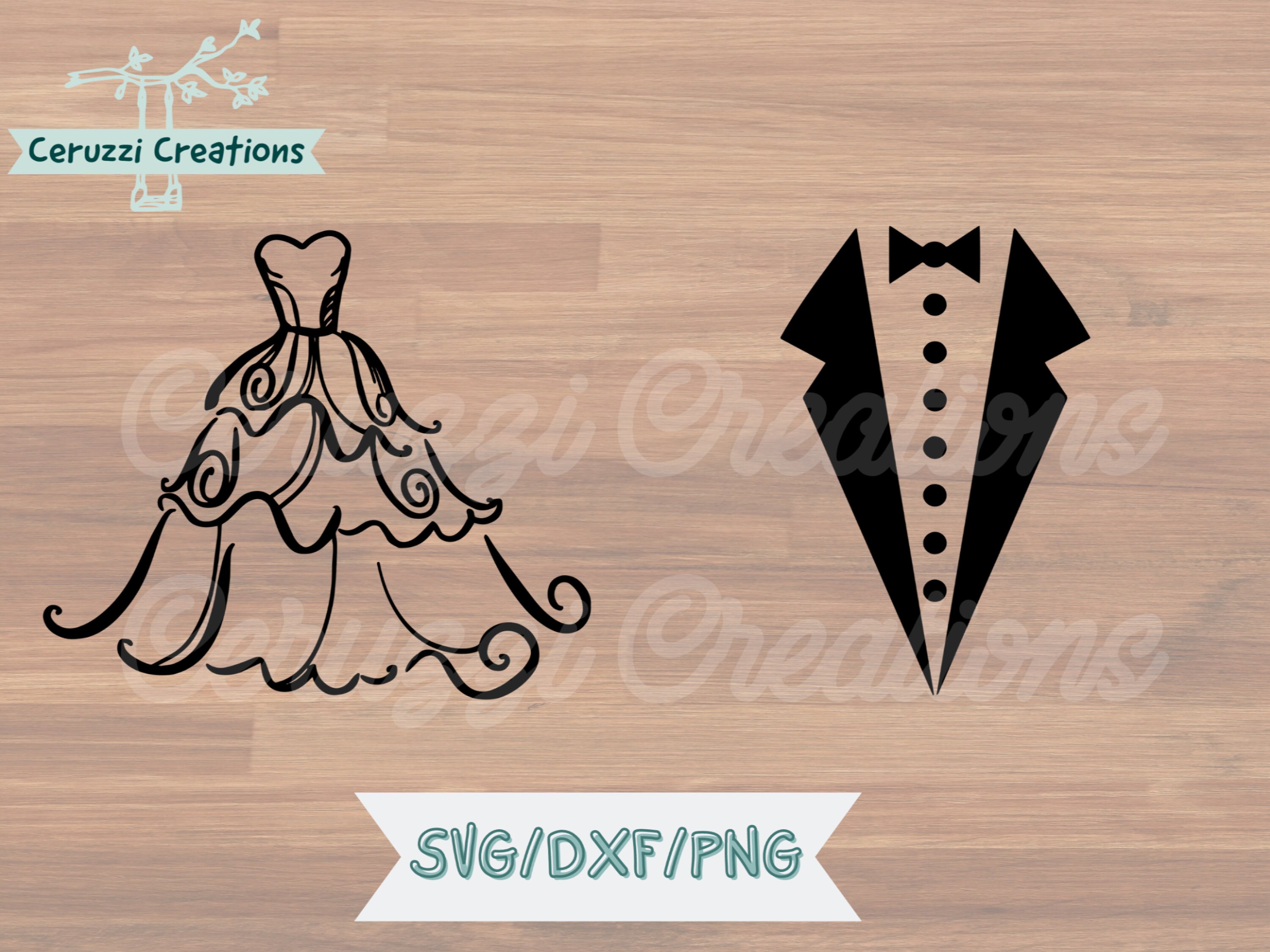 Wedding Dress and Tux SVG| Wedding SVG| Wedding Dress SVG| Tux Svg ...