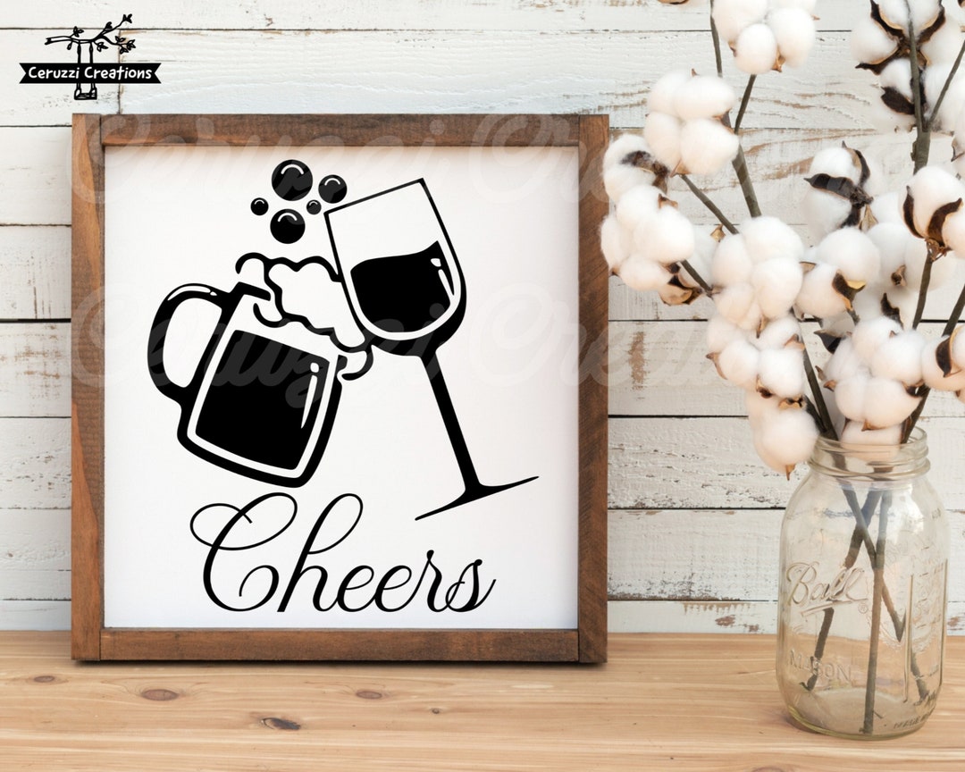 Cheers Beer and Wine Glass Toast SVG| Cheers SVG| Beer SVG| Wine Svg ...