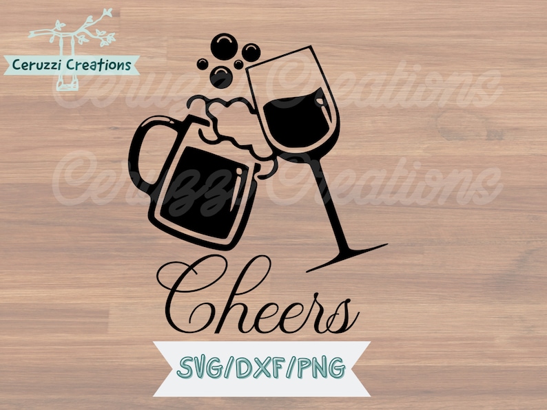 Cheers Beer and Wine Glass Toast SVG| Cheers SVG| Beer SVG| Wine Svg ...