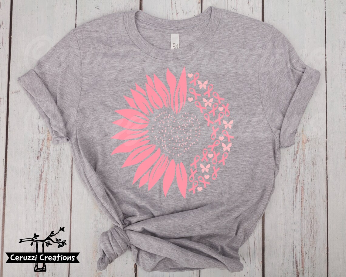 Sunflower Breast Cancer Awareness Svg Breast Cancer Awareness Etsy