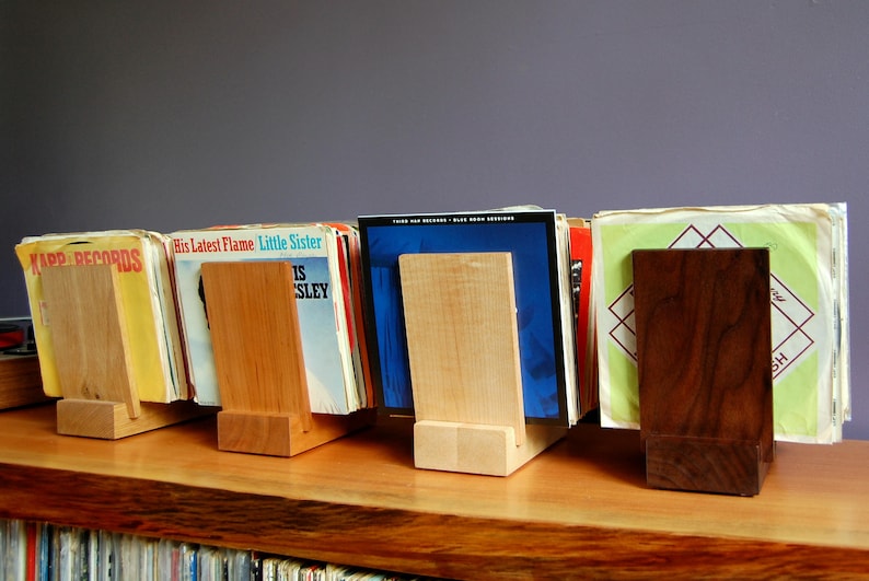 7" Vinyl 45 RPM Record Storage - Walnut Maple Oak Cherry - Holds 60 X 7 ...