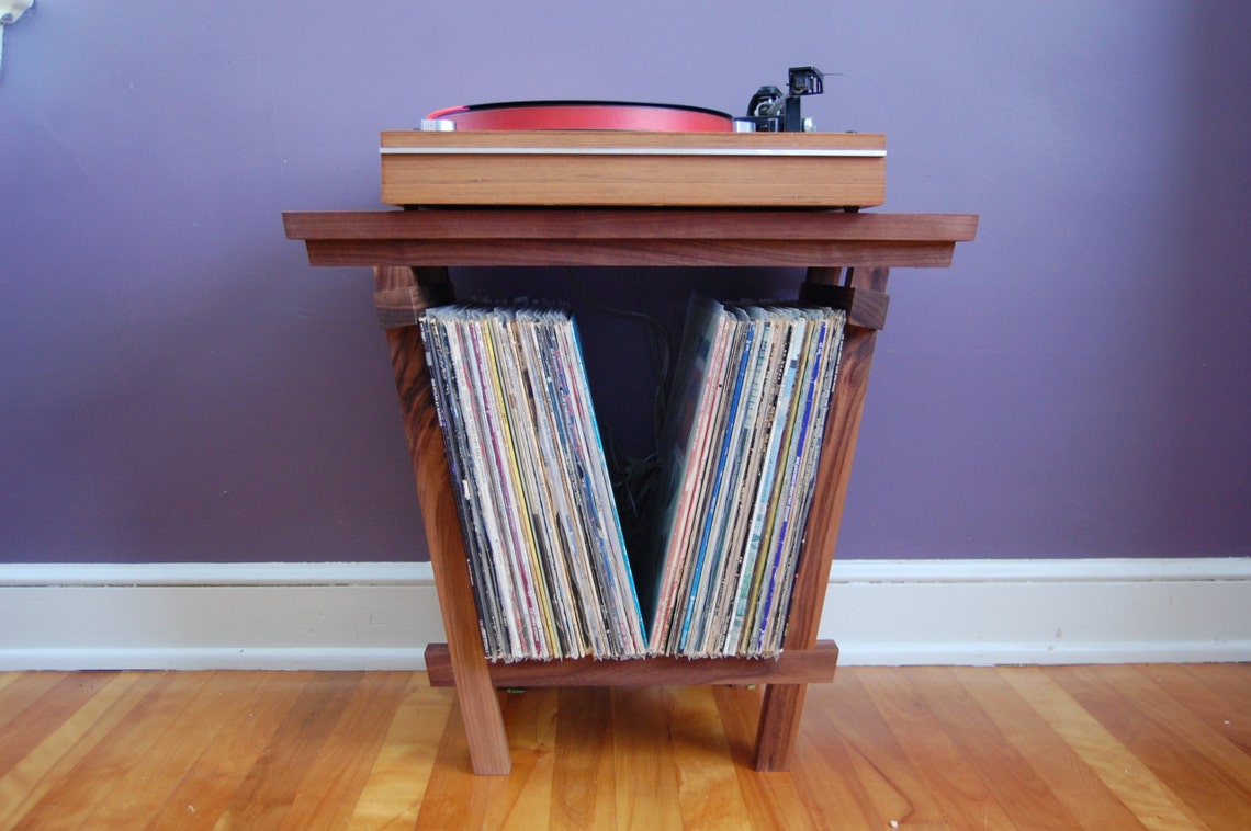Beautiful Solid Walnut Record Player Table and LP Holder for - Etsy UK