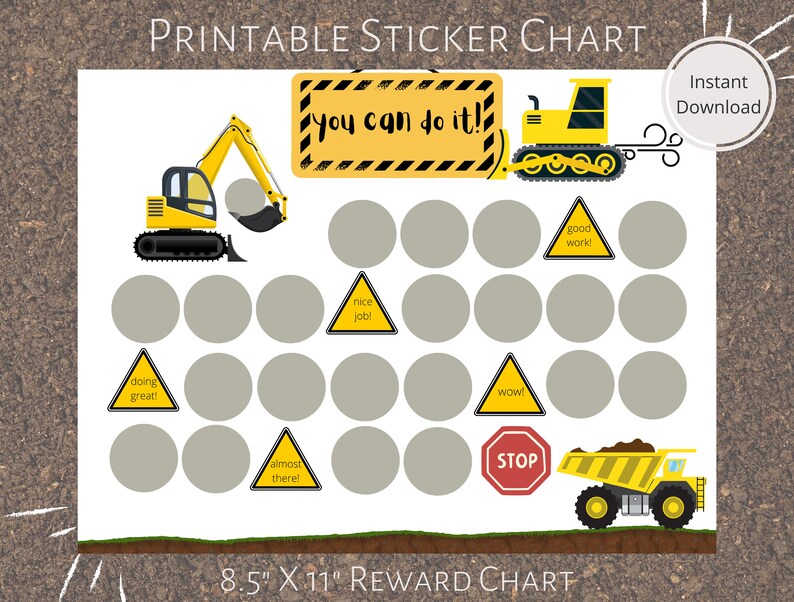 Construction Reward Chart | Potty Training Chart Boy | Sticker Chart ...