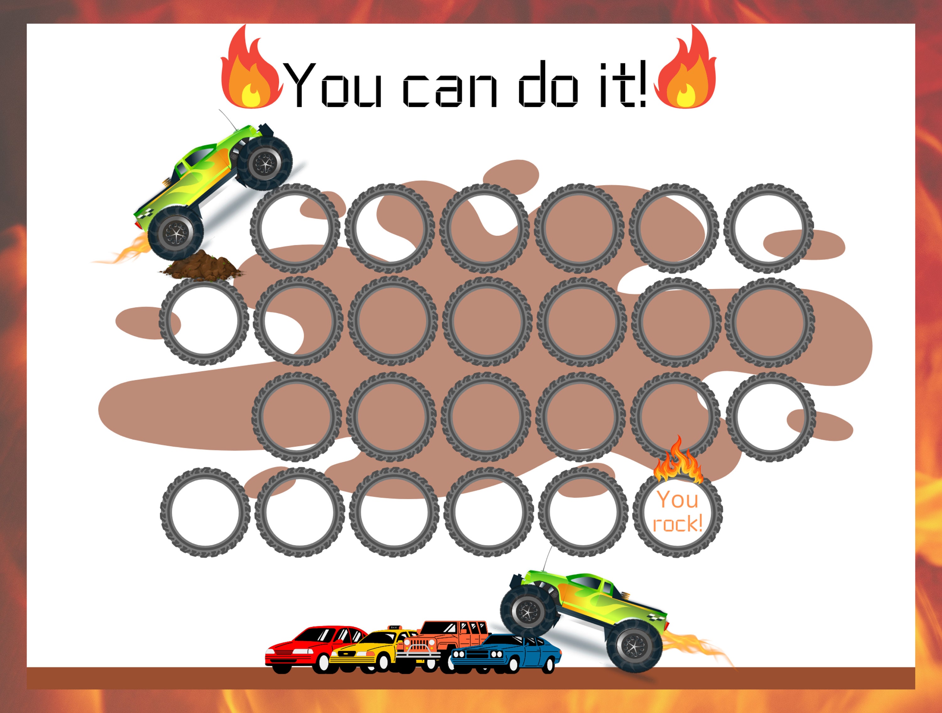 Monster Truck Sticker Chart | Reward Chart | Boy Potty Training Chart ...