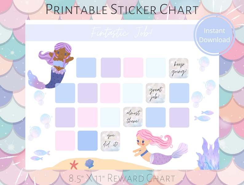 Mermaid Reward Chart: Potty Training, Chore & Behavior Tracker ...