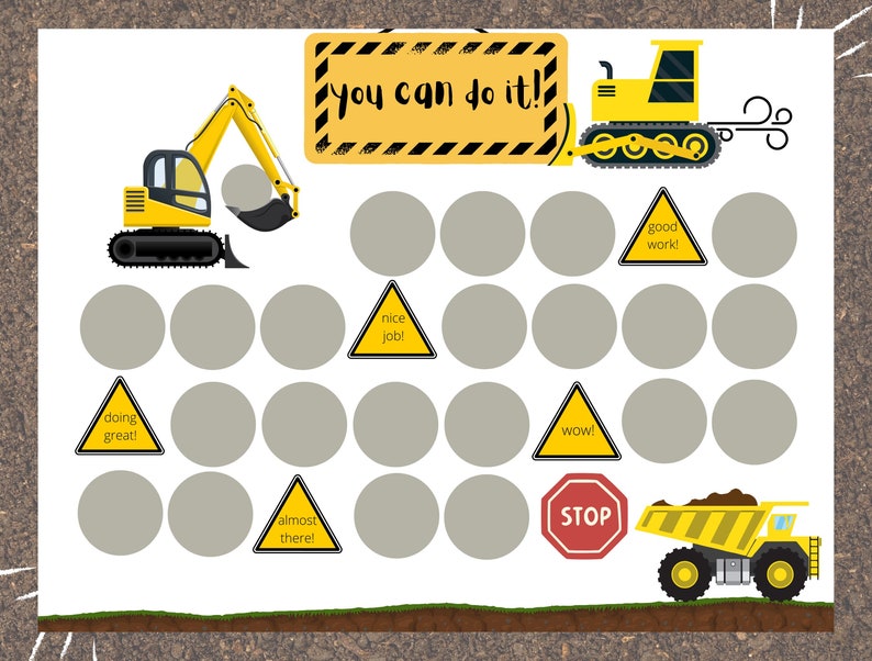 Construction Reward Chart | Potty Training Chart Boy | Sticker Chart ...