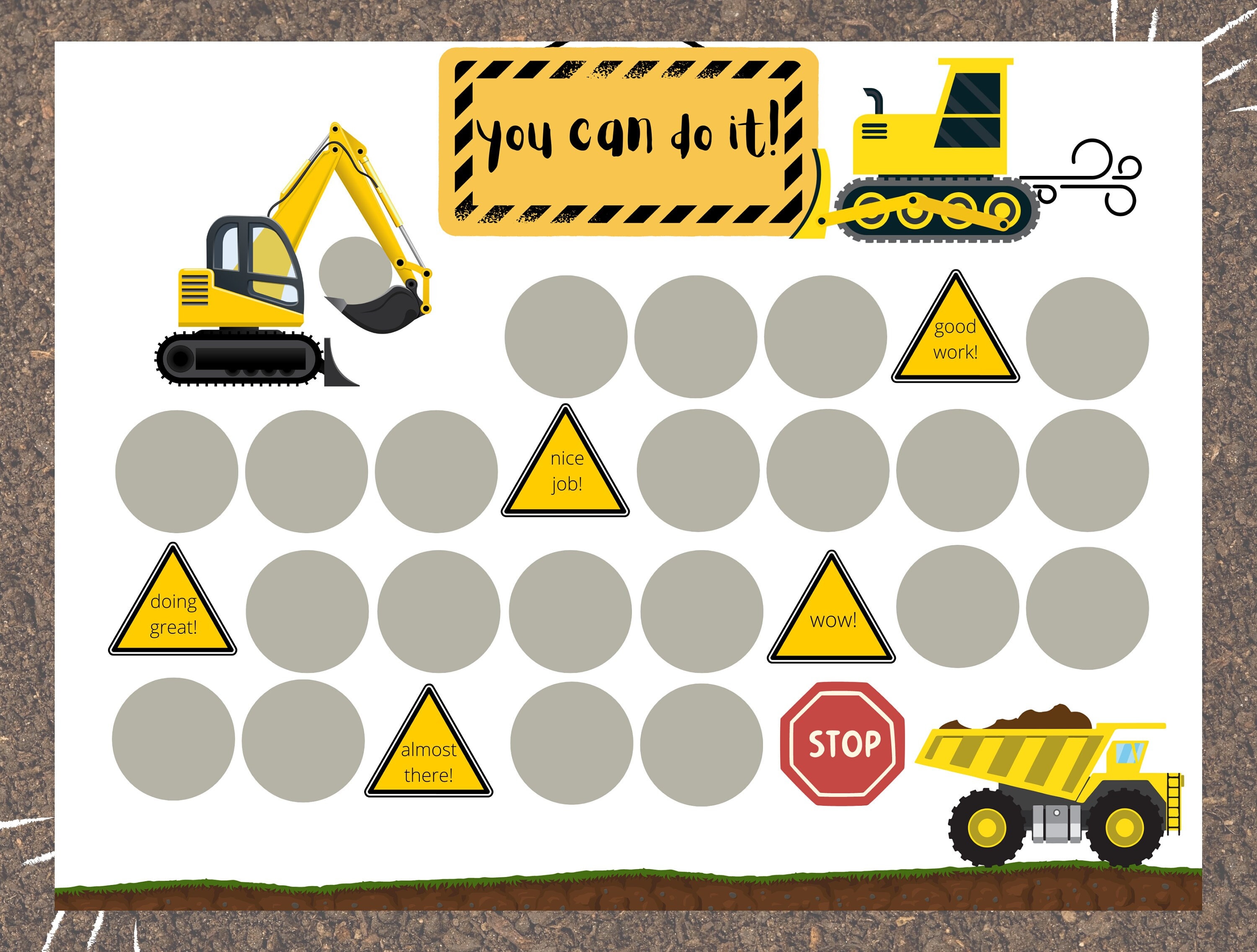 Construction Reward Chart | Potty Training Chart Boy | Sticker Chart ...