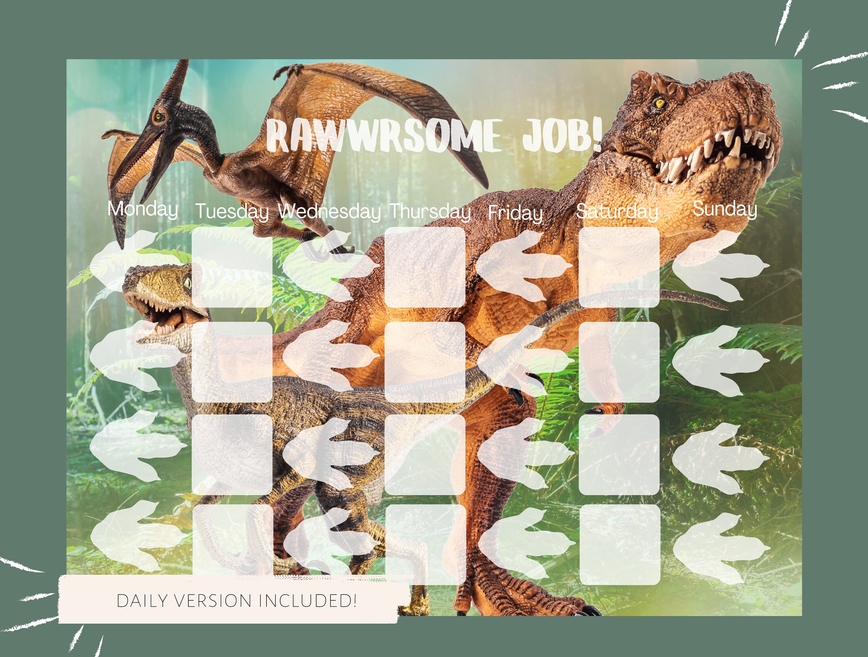 Dinosaur Reward Chart Potty Training Chart Sticker Chart - Etsy