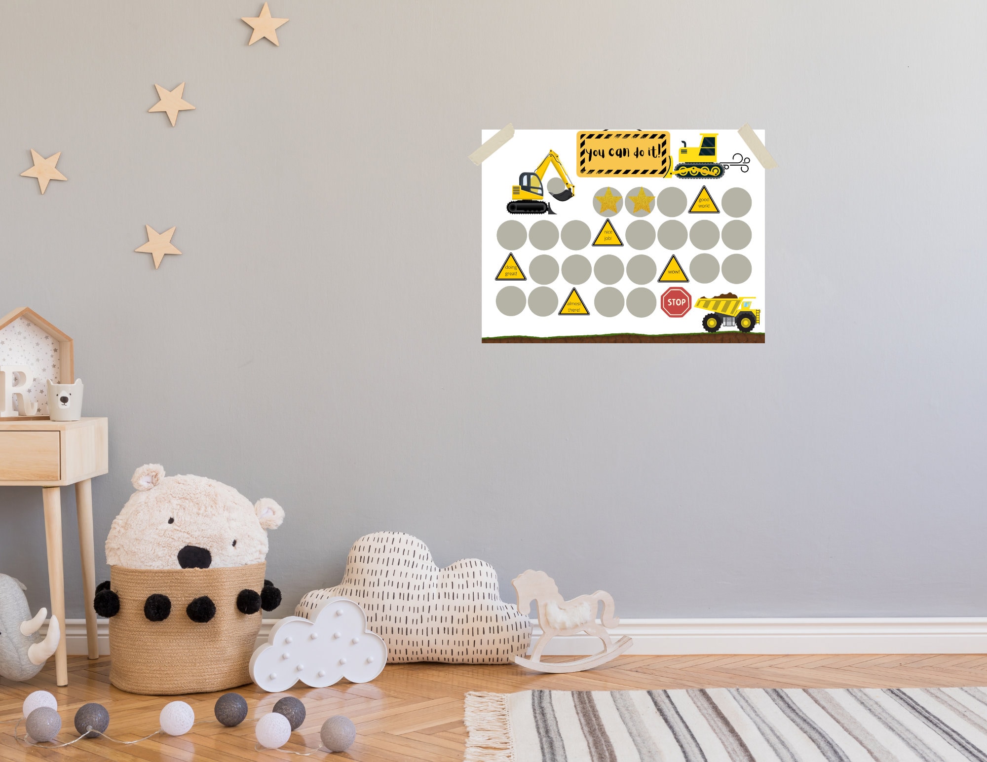 Construction Reward Chart | Potty Training Chart Boy | Sticker Chart ...