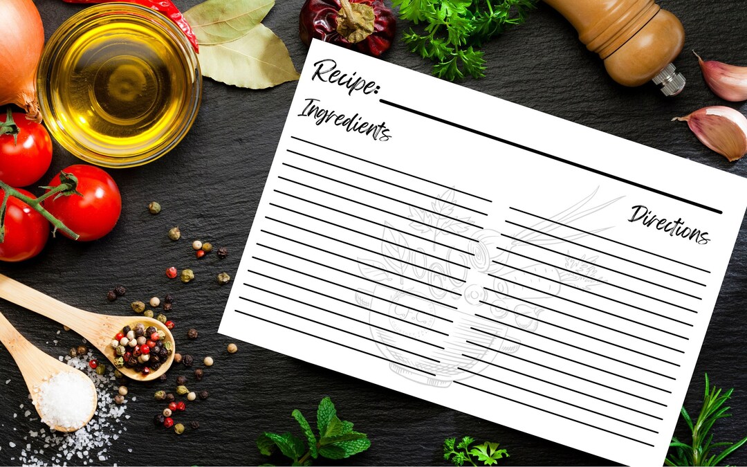 Simple Recipe Card Template Instant Download Recipe Card - Etsy