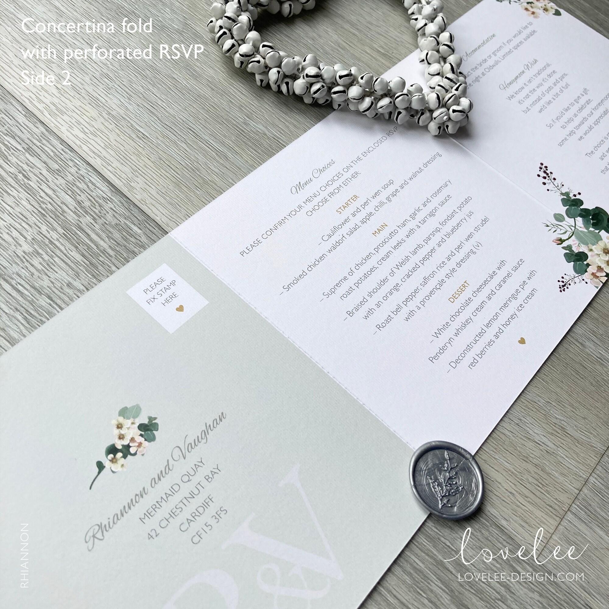 Rhiannon – Trifold Concertina Wedding Invitation and RSVP. Floral ...