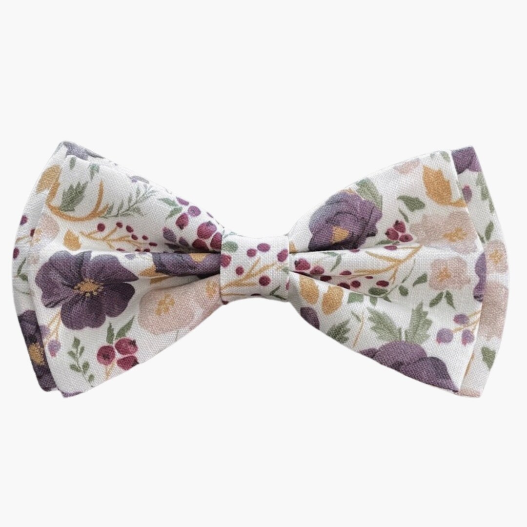 Purple Floral Bow Tie, Mens Bowtie, Boys Bow Tie, Kids Bowtie, Infant ...