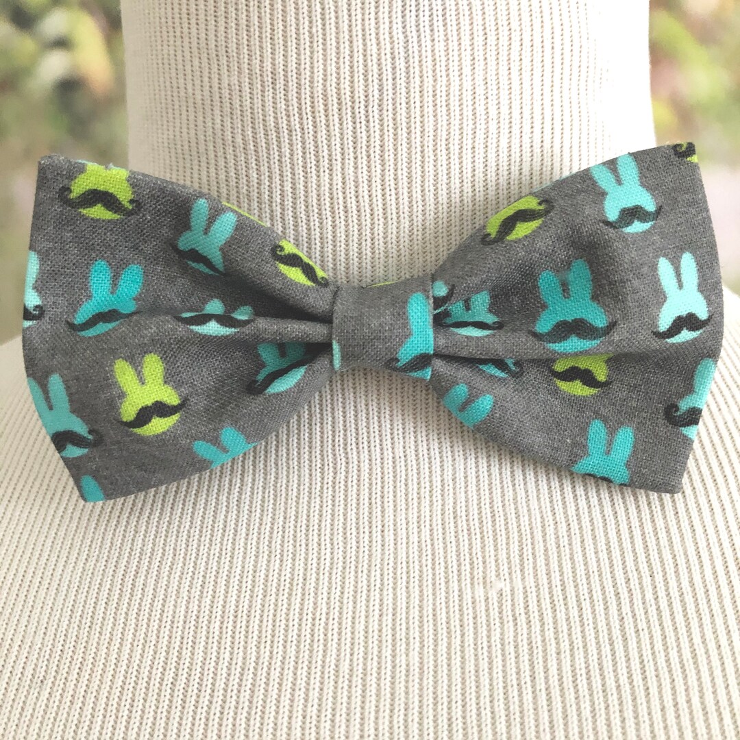 Gray Blue Easter Bow Tie, Bunny Bow Tie, Kids Bow Tie, Mustache Bow Tie ...