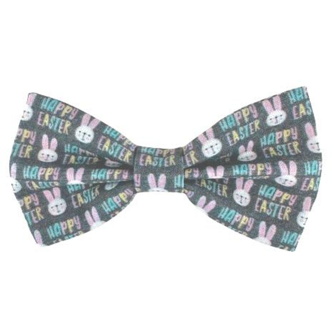 Happy Easter Bow Tie Pastel Gray Bunny Faces Bow Tie Gray Pink White ...