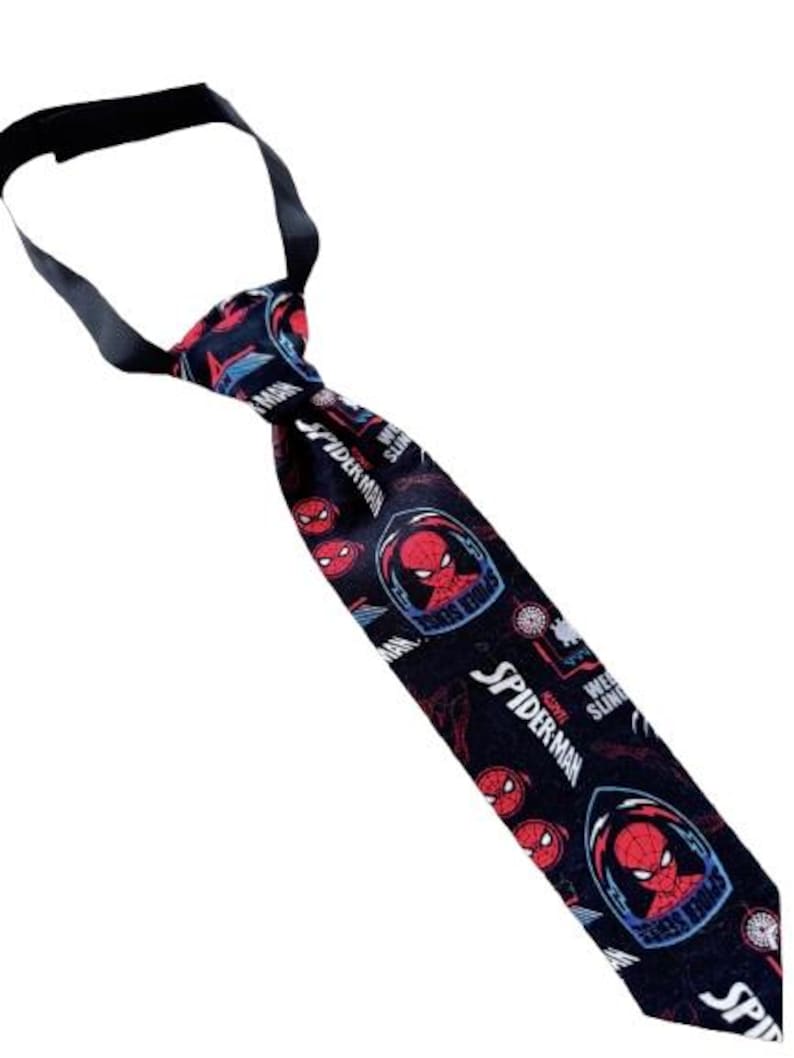 Boys Slim Skinny Spider Tie Comic Superhero Red Black Pre-tied Toddler ...