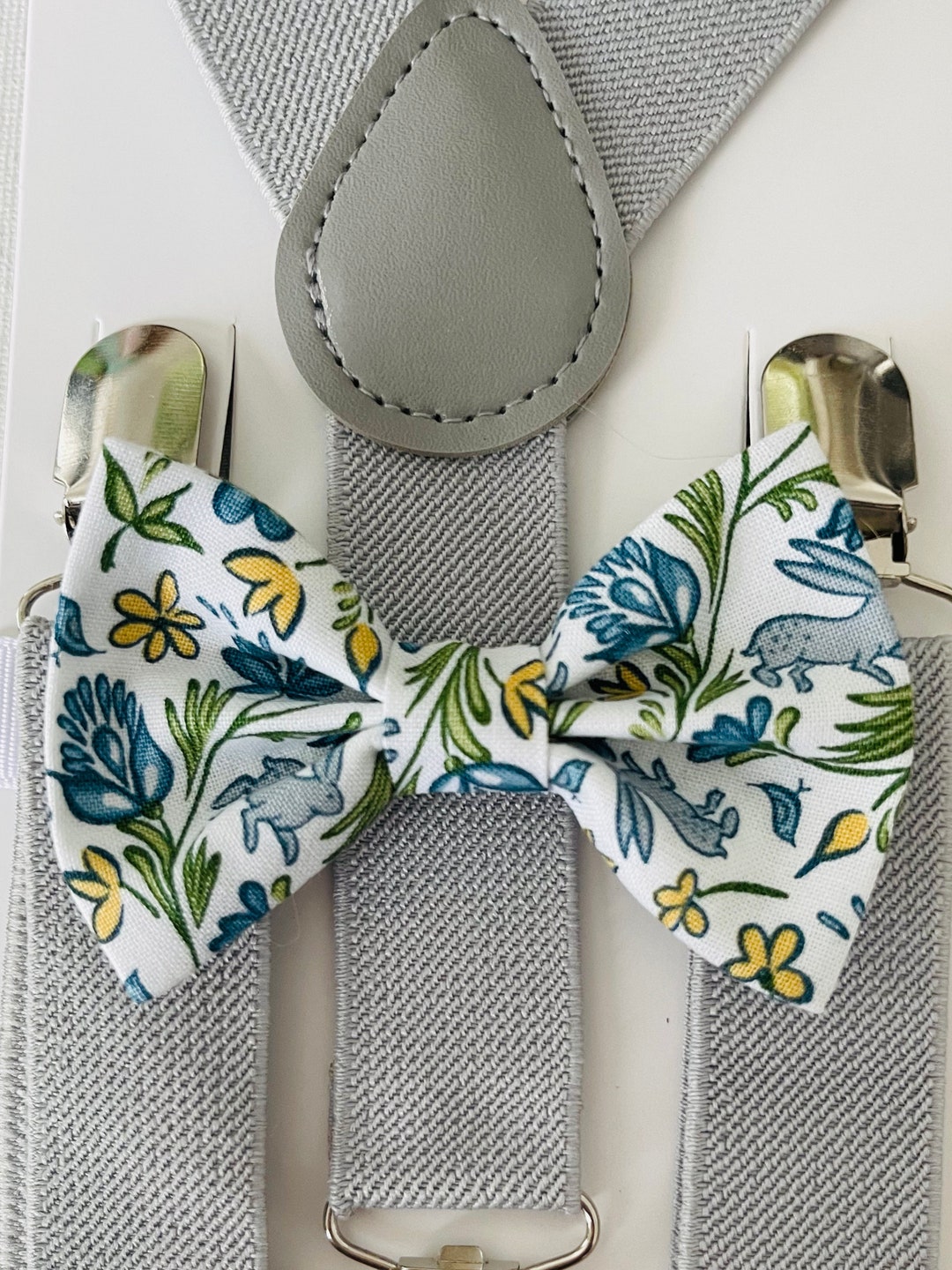 Easter Bow Tie, Boys Gray Suspenders, Boy Easter Suspenders, Boys ...
