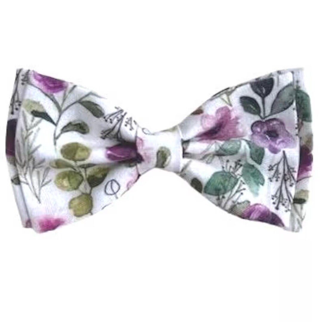 Purple Flower Bow Tie Wisteria Floral Azazie Eucalyptus Lavender Flower ...