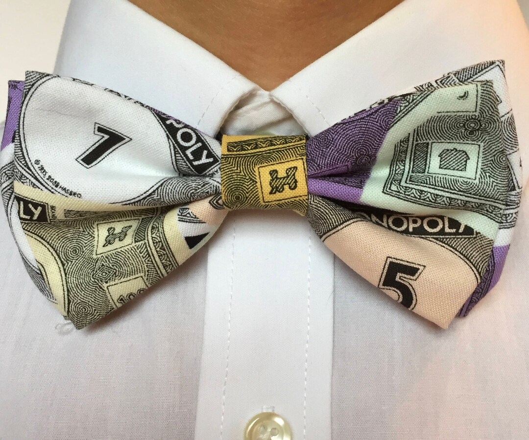 Monopoly Bow Tie Board Game Monopoly Wedding Bow Tie Money Game Dollar ...