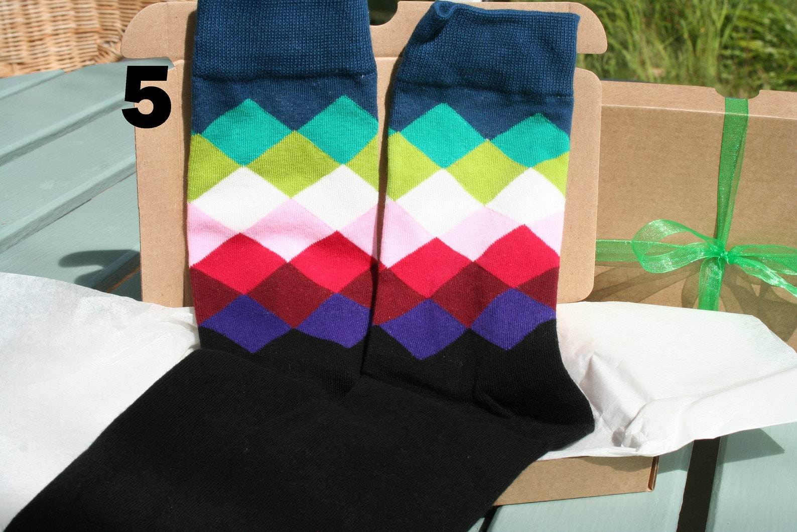 Colourful and Bright Socks in a Gift Box - Personalised Message - Funky ...