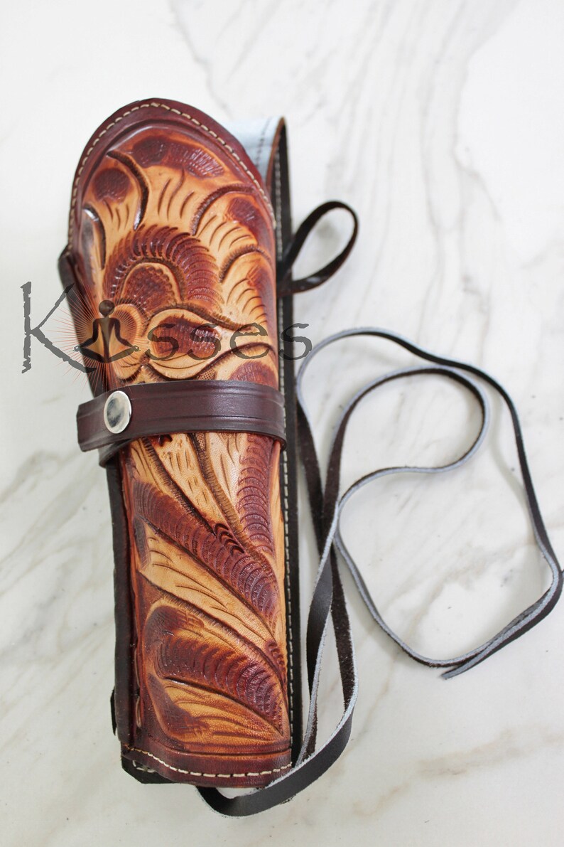 TJAYZ Hand Tooled Leather Revolver 10" Holster: 44/45 Caliber, SASS ...
