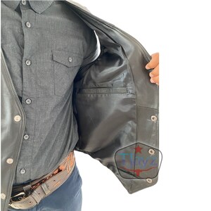 TJAYZ Hand-cut Leather Western Vest: Soft Tanned Biker Style, V-neck, 4 ...