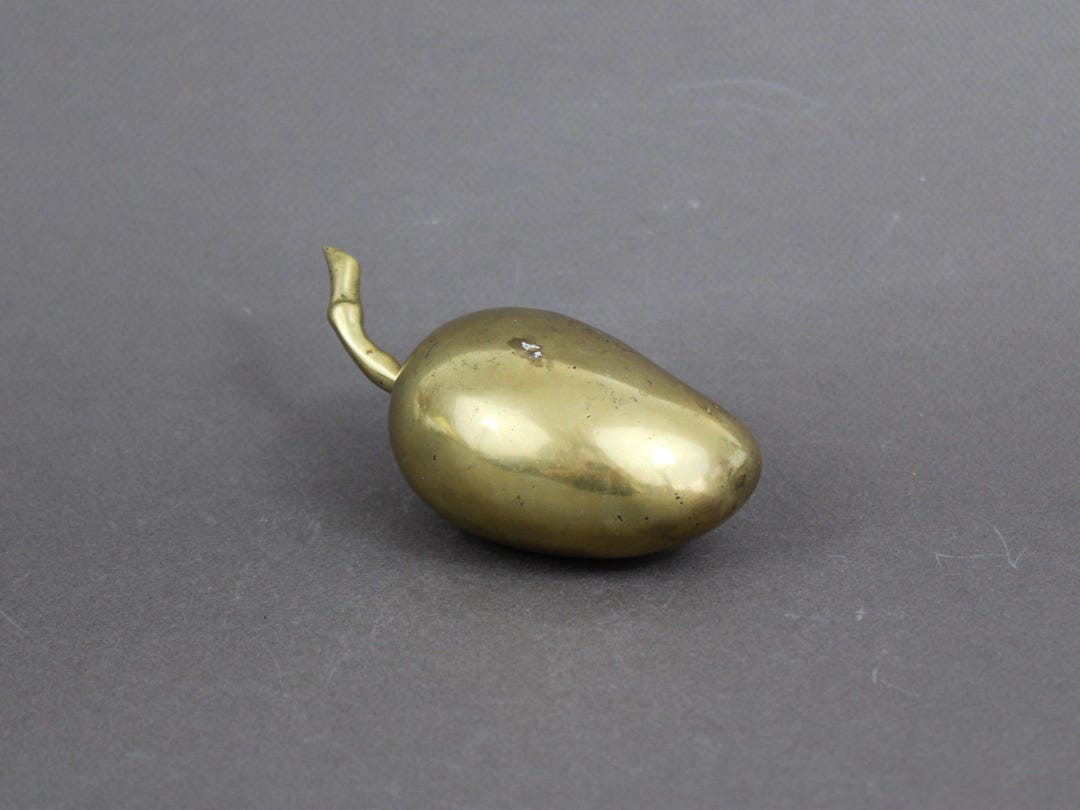 Vintage 1970s Gold Brass Mango, Sculpture or Paperweight, Exotic Fruit ...