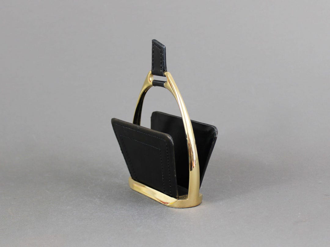 Vintage 1960s LONGCHAMP France Letter Holder, Brass & Leather Stirrup ...