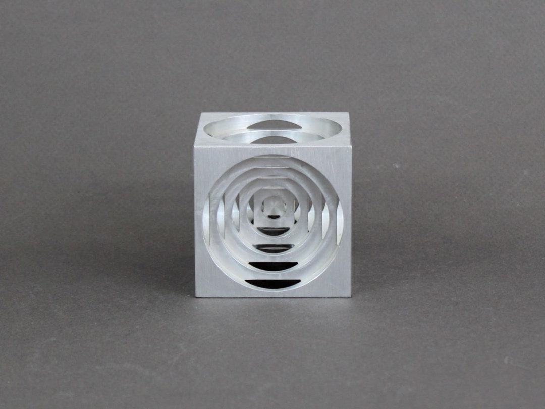RESERVED Vintage 1970s Aluminum Turner Cube, Modern Paperweight ...