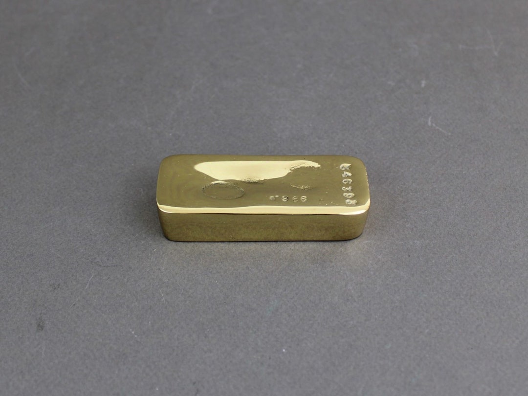 Vintage 1970s MONIQUE GERBER Bronze Sculpture, Gold Bar Paperweight ...