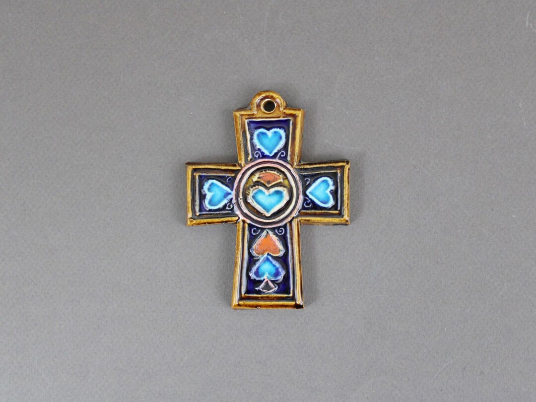 Vintage 1960s Breton Cross by JEAN CLAUDE TABURET Quimper, Glazed ...