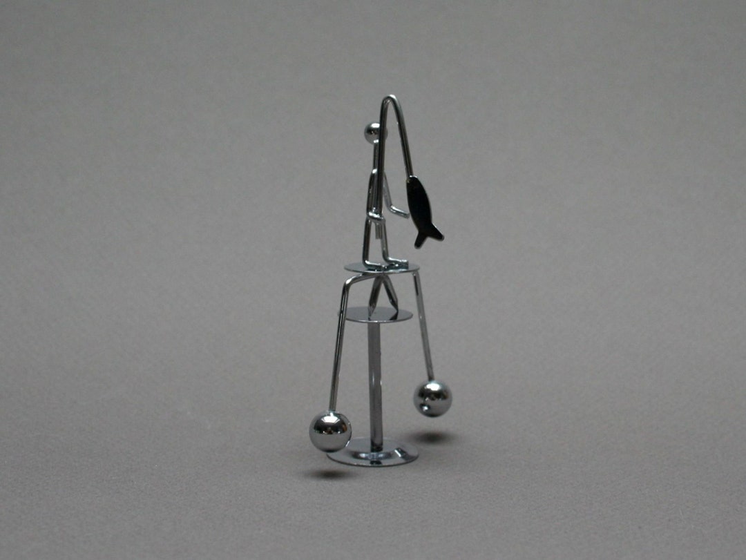 Vintage 1980s Kinetic Balance Fisherman, Seesaw Figure, Newton Decoration - Etsy