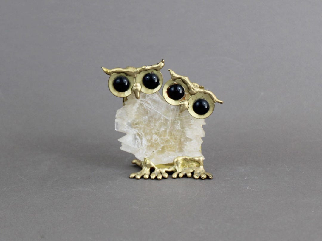 ISABELLE FAURE Owl Sculpture, Gypsum and Brass French Artist Signed ...