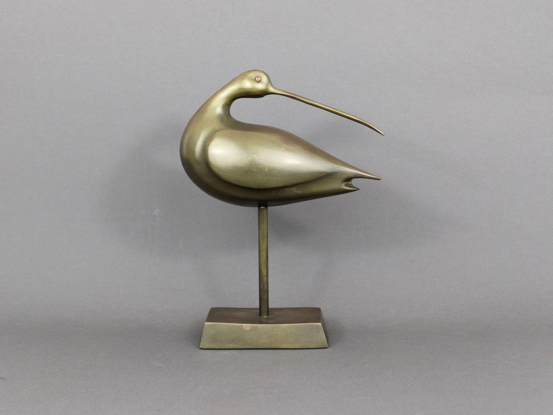 Vintage 1960s Long Billed Curlew Sculpture, Mid Century Decor, Brass ...