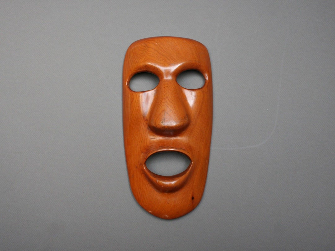 Vintage 1950s Wood Mask MCM Sculpture Teak Decor - Etsy