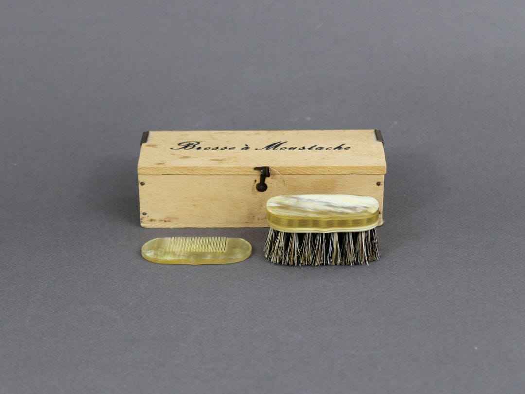 Vintage 1960s CARL AUBOCK Mustache Kit, Cow Horn Comb & Brush, Grooming ...